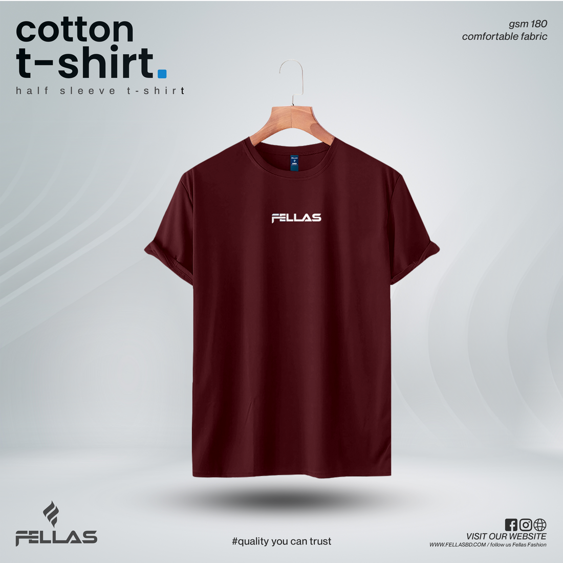 Fellas Men's Premium Logo T-Shirt-Maroon – Fellas Fashion